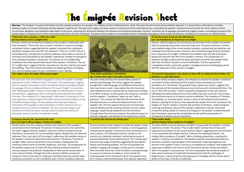 Emigree and Kamikaze worksheets Power and Conflict AQA poetry ...