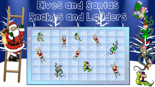 Elves and Santas - Christmas Snakes and Ladders | Teaching Resources