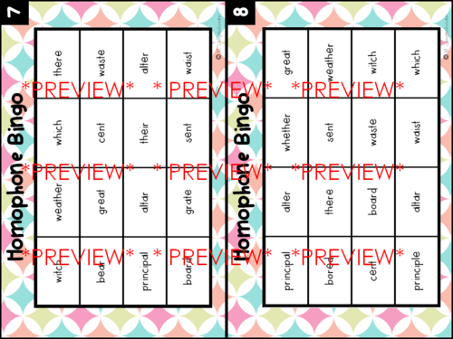 Homophone Bingo | Teaching Resources