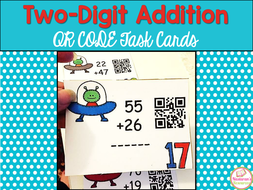 Two-digit Addition : QR CODE Task Cards | Teaching Resources