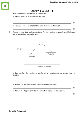 ChemSchool: Energy changes in chemical reactions | Teaching Resources