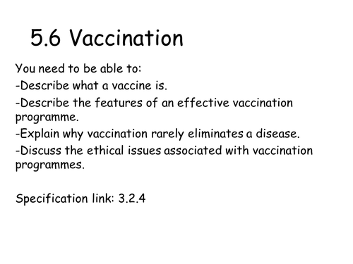 New AQA AS Biology 5.6 Vaccination | Teaching Resources
