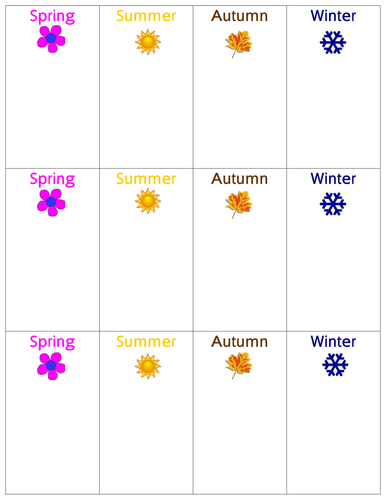 English Seasons Chart | Teaching Resources