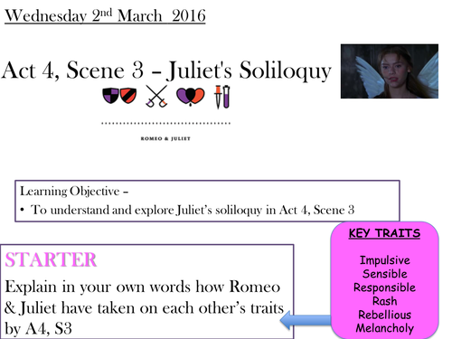 R&J Juliet's Soliloquy Act 4 Scene 3 | Teaching Resources