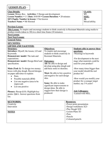 COVER/ INTERVIEW LESSON -Money box design | Teaching Resources
