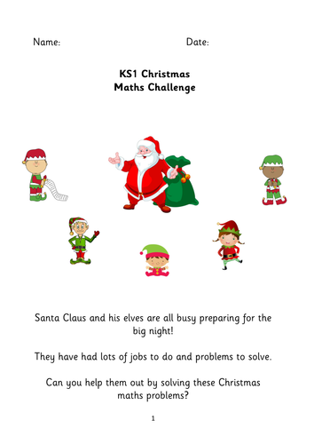 KS1 Christmas Maths Booklet | Teaching Resources