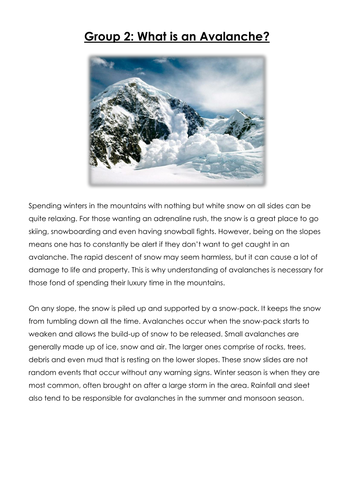 Avalanches | Teaching Resources