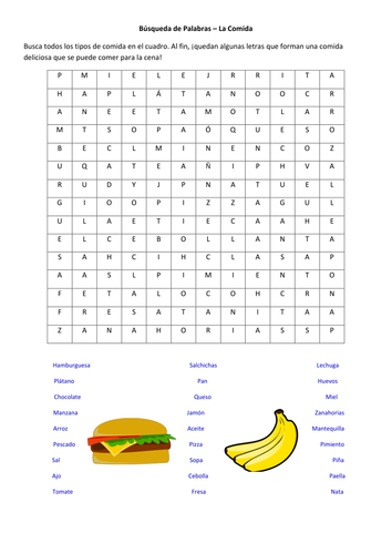 La Comida - Spanish Word Search | Teaching Resources