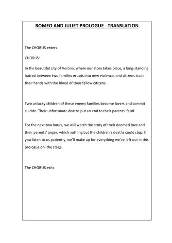 Outstanding Shakespeare literacy lesson (used for Year 6) - write a ...