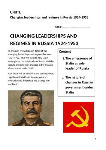 Stalin changing leaderships and regimes 1924-1953 | Teaching Resources