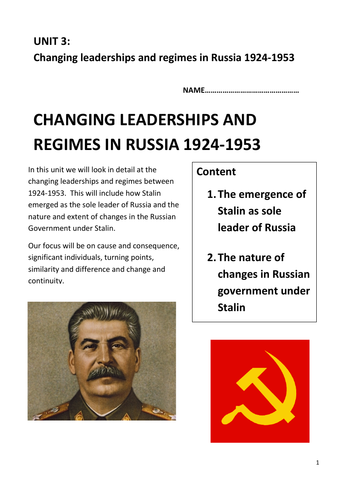 Stalin changing leaderships and regimes 1924-1953 | Teaching Resources