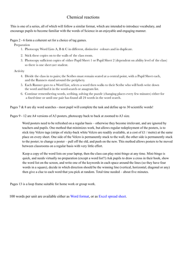 Chemistry word games | Teaching Resources