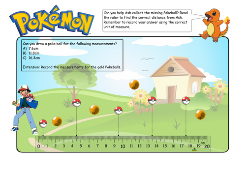 Pokemon- Measuring where Pokeballs have fallen. | Teaching Resources