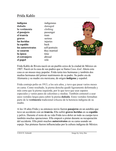 Spanish Biography of Frida Kahlo: Biografía | Teaching Resources
