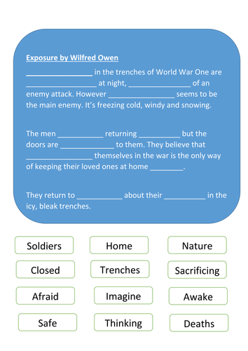 Exposure Wilfred Owen | Teaching Resources
