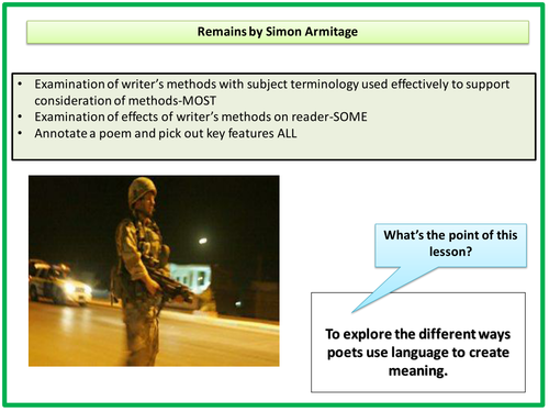 Remains Simon Armitage AQA conflict poetry | Teaching Resources