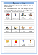 Commas In Lists | Teaching Resources