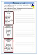 Commas In Lists | Teaching Resources