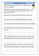 Commas In Lists | Teaching Resources
