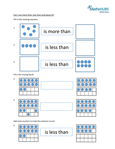 Year1 - Numbers within 20 - More or Less | Teaching Resources