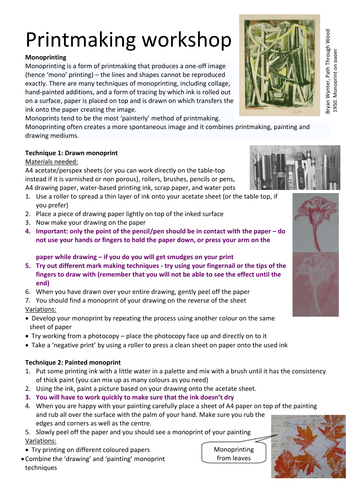Printmaking workshop - monoprinting and polyblock printing | Teaching ...