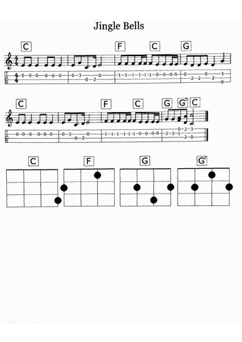 Jingle Bells for ukuleles (instrumental) | Teaching Resources