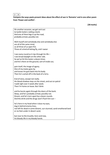 Power and conflict poetry 9-1 exam questions perfect for mock exams ...