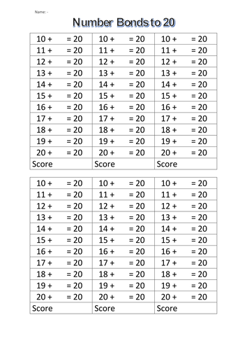 Number bonds to 20 learning resource - Powerpoint | Teaching Resources