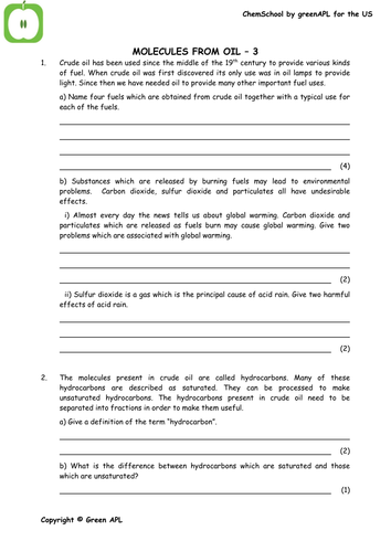 ChemSchool: Fuels from crude oil | Teaching Resources