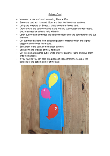 Ballon card for any occasion | Teaching Resources