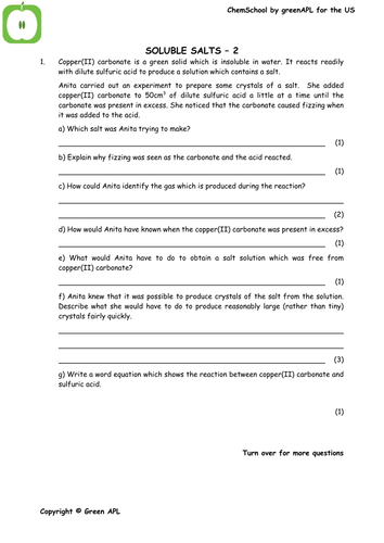 ChemSchool: Soluble salts | Teaching Resources