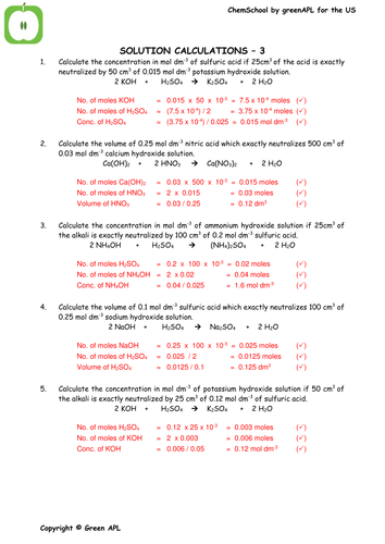 ChemSchool: Equations and calculations | Teaching Resources