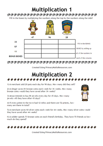 Free Themed Multiplication and Division Worksheets - Vikings and ...