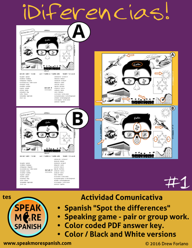 Diferencias * Juego de Comunicación en Español *Spanish Prepositions ...