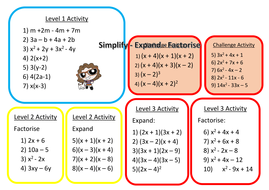 Differentiated Starter : Simplify Expand Factorise | Teaching Resources