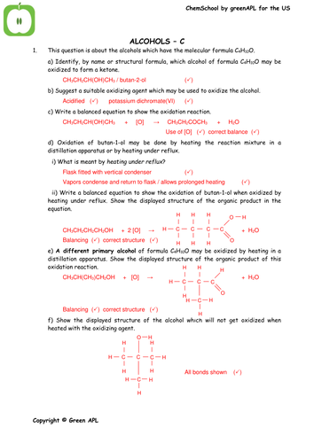 ChemSchool: Oxidation of Alcohols | Teaching Resources