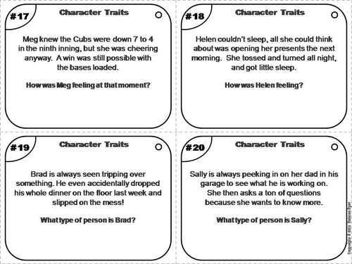 Character Traits Task Cards | Teaching Resources