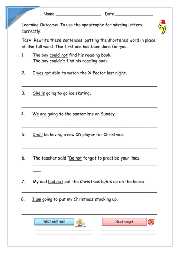 Apostrophe for Omission / Contraction - Christmas Themed | Teaching ...