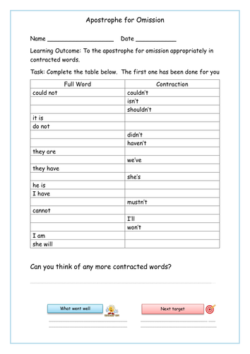 Apostrophe for Omission / Contraction - Christmas Themed | Teaching ...