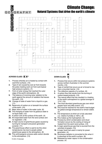 Crossword - Natural systems driving climate change | Teaching Resources