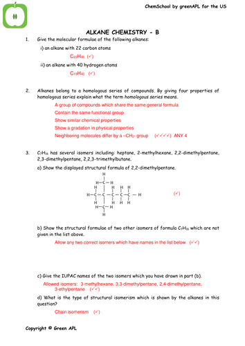 ChemSchool: Alkane chemistry | Teaching Resources
