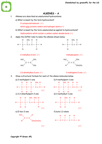 ChemSchool: Alkenes bundle | Teaching Resources