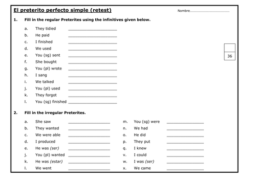 Preterite practice - Indefinido práctica | Teaching Resources