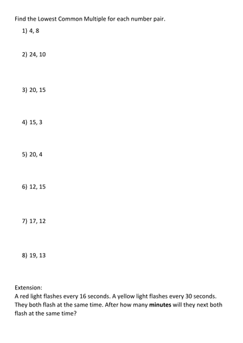 Multiples, Primes, Factors, HCF & LCM | Teaching Resources