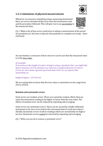 Limitations of physical measurements | Teaching Resources