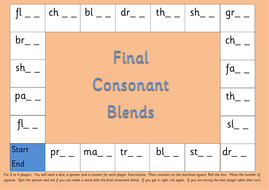 Final Consonant Blends Board game | Teaching Resources