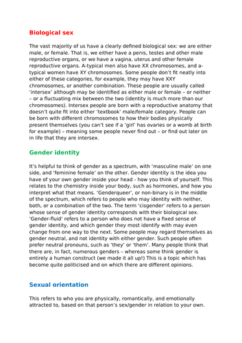 Transgender / Gender Identity PSHE | Teaching Resources