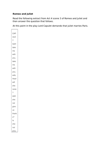 Romeo and Julet whole play differentiated new specification 9-1 ...