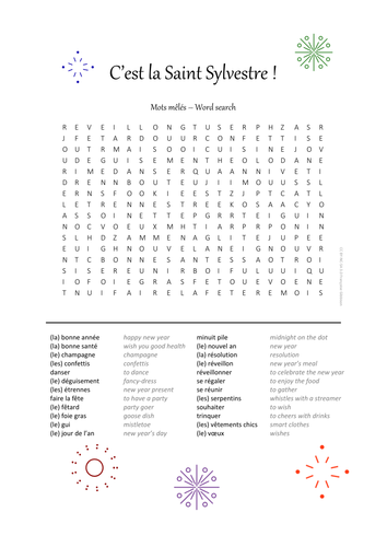 Practice French vocabulary associated with the New Year celebrations ...