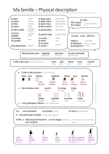 Physical description in French: students summary + games | Teaching ...